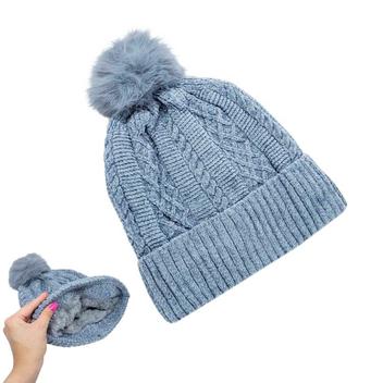 Touca de lã grossa gorro pompom forrada pelinho feminina - Fonte ...