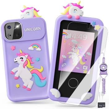 Toy Phone Luyiilo Kids Smart Unicorn com câmera de 10 MP para 16 jogos ...