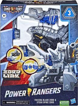 Toy Power Rangers Dino Fury Blue Tricera Blade e Black Stego Spike Zord ...