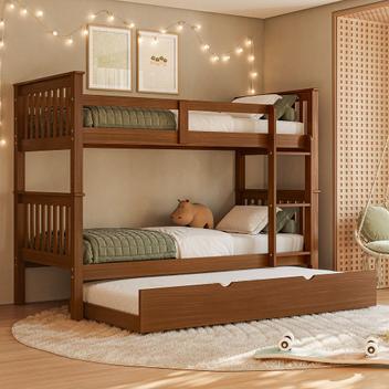 Treliche Solteiro De Madeira Maciça Com Cama Aux Woodstore - Beliche e ...