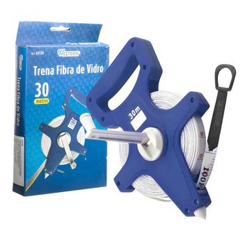 Trena Longa Fita Métrica de Vidro 30 Metros Manivela Caixa Aberta ...