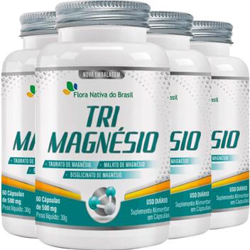 Tri Magnésio 500mg 4 X 60 Cápsulas - Flora Nativa - FLORA NATIVA DO BRASIL - Cloreto de Magnésio ...