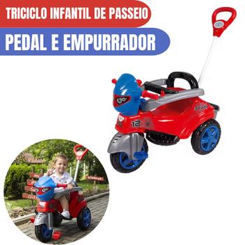 Triciclo Infantil Carrinho de Passeio e Pedal Andador Empurrador ...