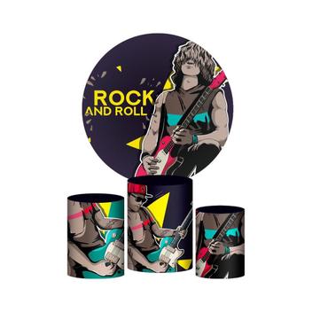 Trio Capa Cilindro + Painel Redondo Rock Roll Tecido 1,50M - Prime ...