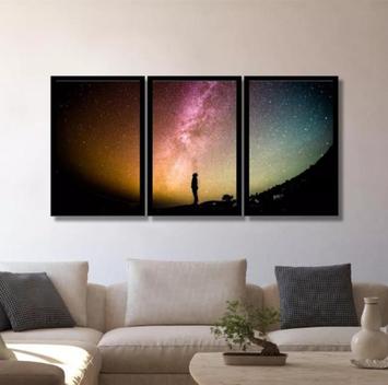 Trio De Quadros Paisagem Galaxia Espaço" - aero print - Quadro ...