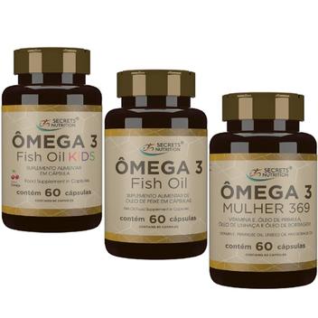 Trio Omega 3 Familia Kids Homem e Mulher - Secrets Nutrition - Ômega 3 ...