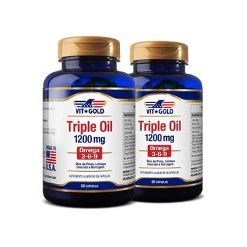 Triple Oil 1200 mg Ômega Vitgold Kit 2 x60 caps - Ômega 3 / Óleo de ...