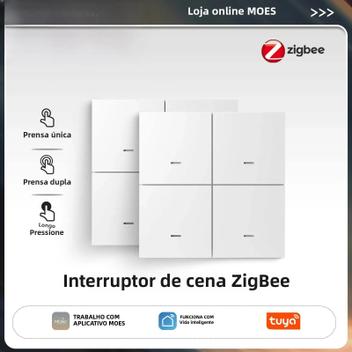 Tuya ZigBee 4 Gang Wireless Smart Switch Alimentado Por Bateria Controlador De Botão De 12 Cenas ...