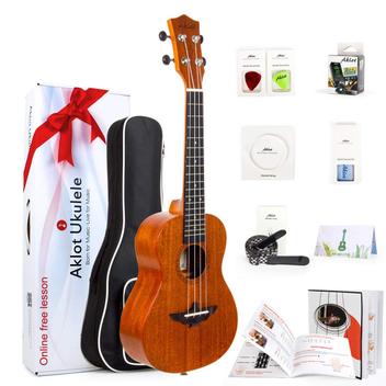 Ukulele AKLOT Concert - 58cm em Mogno Maciço com Acessórios - Ukulele ...