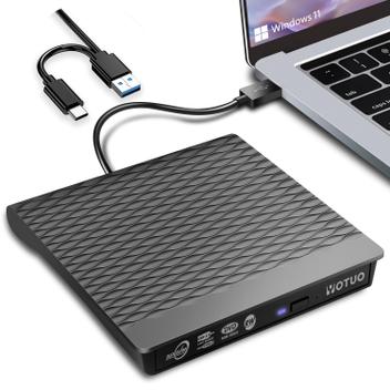 Unidade de DVD Externa YOTUO USB 3.0 e Tipo-C - Compatível com Windows ...