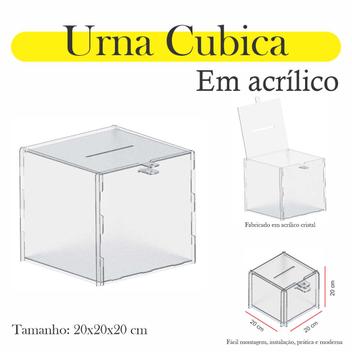 Urna Acrílico Sorteio Caixa Sugestões Cubo Cofre 20 X 20 Cm - INDÚSTRIA FENIX - Caixa de ...