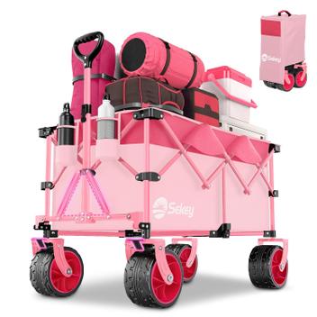 Vagão dobrável dobrável Sekey 220L com capacidade de 150 kg rosa - Cama ...