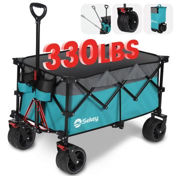 Vagão dobrável dobrável Sekey 220L com capacidade de 150 kg turquesa ...