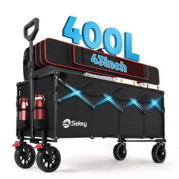 Vagão Dobrável Sekey 43" - 400L de Capacidade - Preto - Mosquetão ...