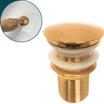 Valvula Click Dourada 1 1/4 Aço Inox Ralo Brilhoso Pia Banheiro Luxo ...