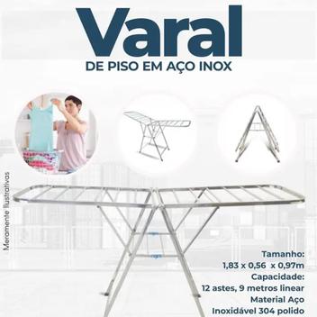 Varal de Piso em Inox + Varal Redondo Inox Peça Íntima - Perx - Varal ...
