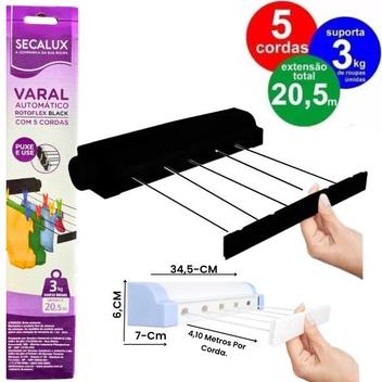 Varal Inteligente Automático Rotoflex Recolhível 5 Cordas Até 4,10mts ...