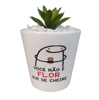 Vasinho Flork Conico de Ceramica para suculentas com Frase F - Hp Decor ...
