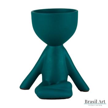 Vaso Bob Meditando de Cerâmica Verde Petróleo - Novo Tempo - Vasos para ...