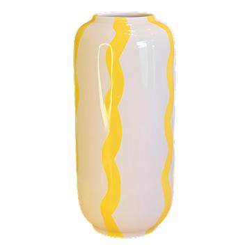 Vaso Cerâmica Amarelo Listrado P/ FLores E Arranjos - Tuut - Vasos para ...
