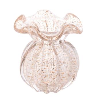 Vaso de Murano Italy Transparente e Dourado 11,5cm x 11,5cm x 13cm ...