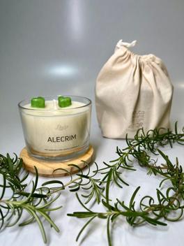 Vela Aromática Vegetal Perfumada Alecrim 120g com tampa e bolsinha ...