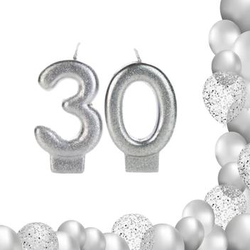 Vela De Aniversário 30 anos Glitter Prata - Silver Festas - Velas ...