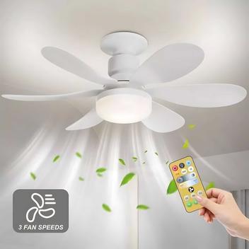 Ventilador de teto Com Luz led 6 Hélices fácil instalação Controle ...