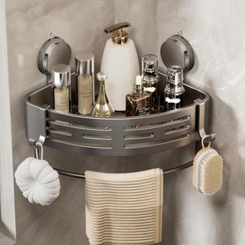 Ventosa de canto Shower Caddy VOLPONE Banheiro cinza - Porta Shampoo ...