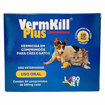 Vermkill Plus Comprimidos-Caixa contém 12 blisters com 4 comprimidos de ...
