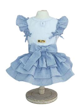 Vestido Babados Branco e Listrado para cachorro e gato - Dudog Vest ...