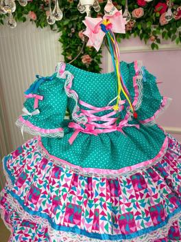 Vestido Bella Child Junino Forró Junino Verde Tiffany - Mali Modinha ...