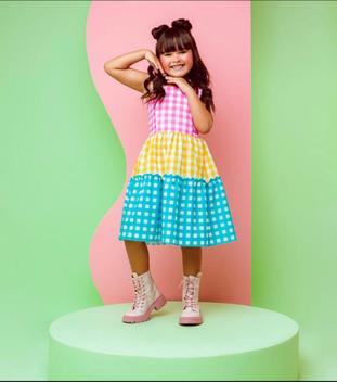 Vestido colllor no xadrez - Mona kids - Vestido Infantil - Magazine Luiza