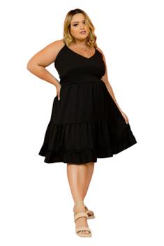 Vestido Curto Plus Size Rodado Soltinho Alça 3 Maria - Thania Moda ...