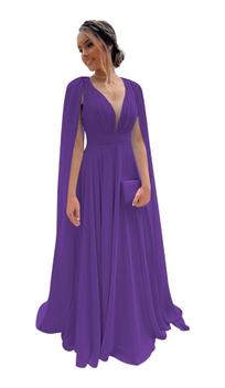 Vestido de dama de honra CRIEBDK A Line em chiffon plissado com decote ...