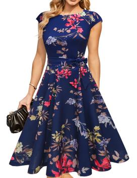 Vestido DRESSTELLS Cocktail Floral Wedding Guest 2025 Navy XS - Berço ...