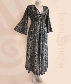 Vestido Indiano Longo Seda Acetinado Boho Hippie VIVE006 - indiana ...