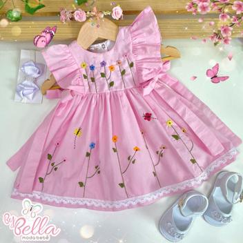 Vestido infantil bordado manual festa bebê antonella rosa - By Bella - Vestido para Bebês ...