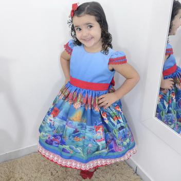Vestido infantil festa da pequena sereia Ariel - Moderna Meninas ...