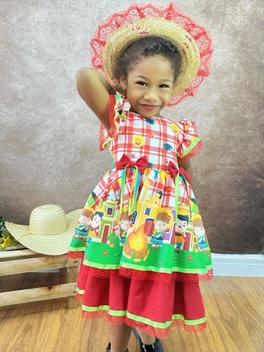 Vestido Infantil Junino Xadrez Vermelho Festa de São João - Mali ...