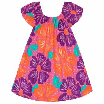 Vestido Infantil Kyly em Algodão Estampa Floral cor Rosa - Vestido ...