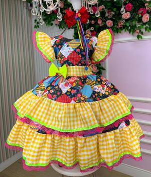 Vestido Junino Banana Club Luxo Quadrilha da Diversão - Mali Modinha ...