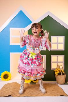 Vestido Junino Bell Luxo Arraia do Brilho Rosa Bebe - Mali Modinha Kids ...