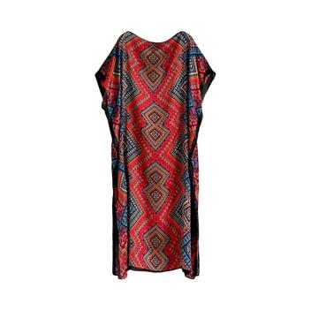Vestido Longo De Cetim Com Estampa Floral E Proteção Solar Para ...