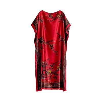 Vestido Longo De Cetim Com Estampa Floral Xale Muçulmano Proteção Solar ...
