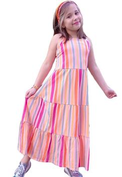 Vestido Longo Infantil Listras Rosa Have Fun - Roupas Femininas ...