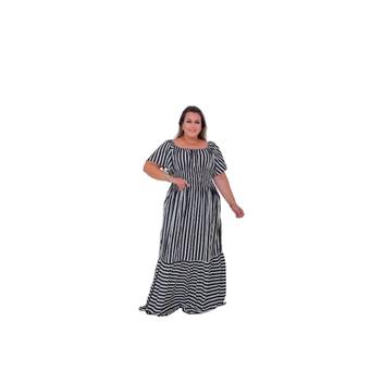 Vestido Longo Plus Size Ciganinha Manga Curta - DONALU - Vestido Plus ...