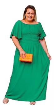 Vestido Longo Plus Size Ciganinha Tamanho Grande - Donnalu - Vestido ...