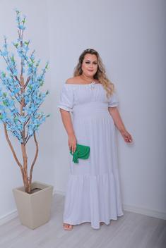 Vestido Longo Plus Size Feminino Ajustável ao corpo efeito modela ...