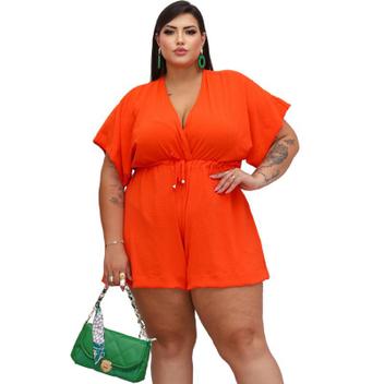 Vestido Macaquinho Short Saia Moda Plus Size Tendência- Sof - Imperial ...